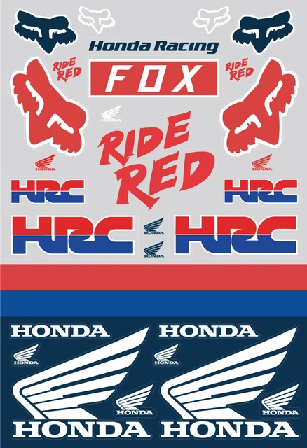 FOX RACING HONDA HRC Track Pack Sticker Sheet White Red Blue £17.88 ...