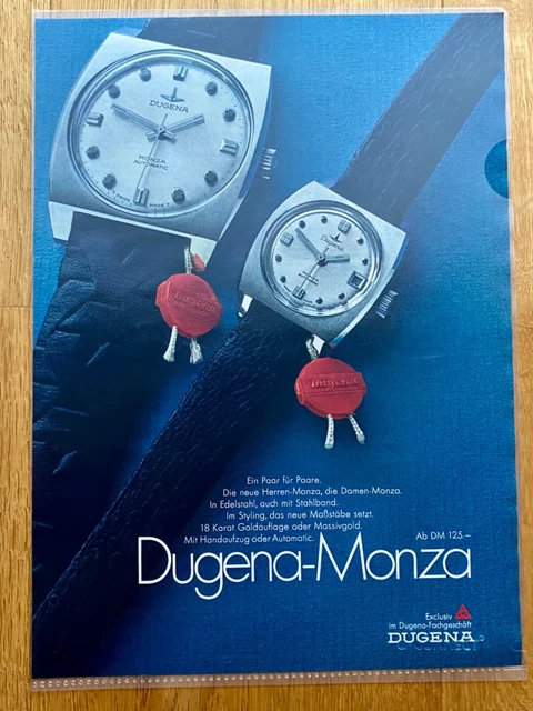 DUGENA MONZA AUTOMATIC Duo 70s retro 1971 Vintage Watch Ad Werbung ...