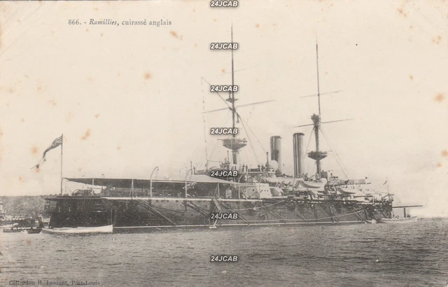 ROYAL NAVY POSTCARD. HMS "Ramillies" pre-dreadnaught battleship. c 1905 ...