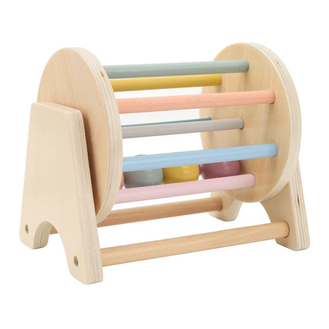 WOODEN RATTLE ROLLING Drum Wood Cylinder Rolling Drum Educational for ...