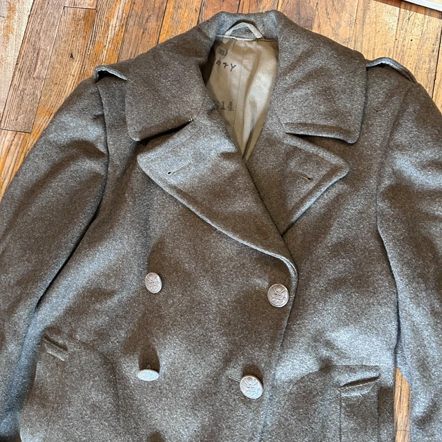 US ARMY ~ Sz 38S ~ WW2 1943 Melton Wool Overcoat OD ~WWII Heavy Wool ...