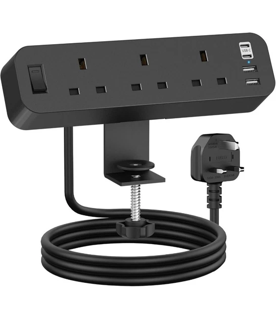 DESK POWER SOCKET with USB C, ANVODE 3 Way Desktop Power Socket ...