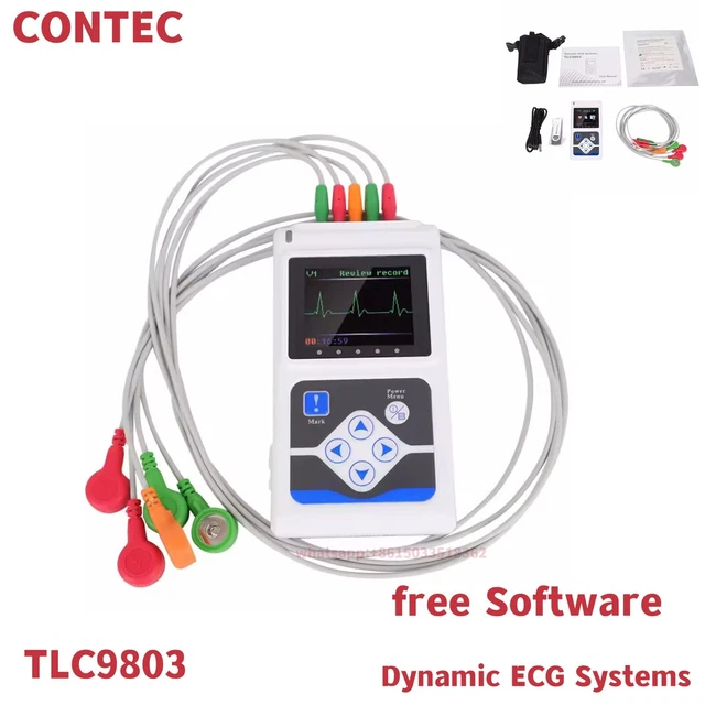 CONTEC 3-CHANNEL 24H ECG EKG Holter Monitor Recorder Analyzer System ...