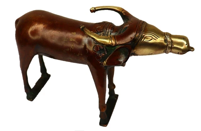 FIGURINE STATUE DE taureau en laiton Shiva Nandi faite à la main sculpture... EUR 61,10 ...