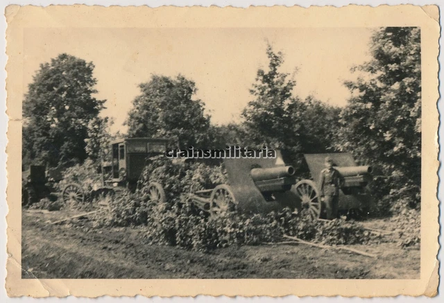 ORIG. FOTO RUSS. Beute Panzer Schlepper Traktor mit Geschütz Artillerie ...