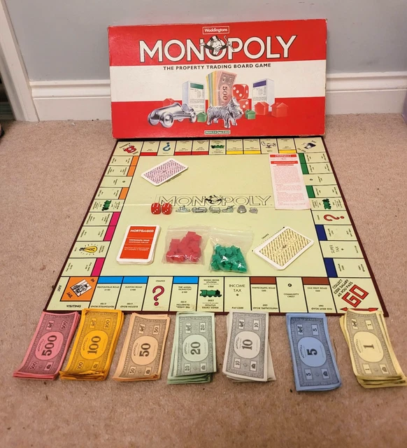 MONOPOLY WADDINGTONS VINTAGE Board Game 1993 Red Box 100% Complete. £16 ...
