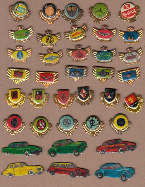 VINTAGE CAR LOGO pin badges 1960s MG PANHARD FIAT SUNBEAM BENTLEY FORD ...