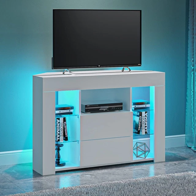 MODERN CORNER TV Unit TV Stand Entertainment Center LED Cabinet High ...