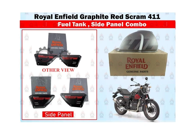 ROYAL ENFIELD &GRAPHITE Red Scram 411 Petrol Fuel Gas Tank Combo Pack ...