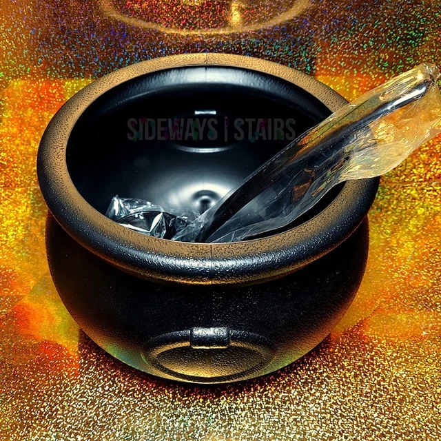BLACK CAULDRON PUNCH BOWL & LADLE Halloween party witch's brew potion ...