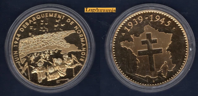 MÉDAILLE DORÉE 1939 - 1945 6 Juin 1944 Deba Normandie Collection ...