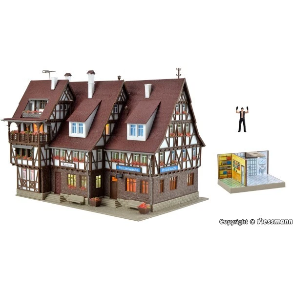 VOLLMER 43693 H0 Rathaus Polizeiwache Gefängnis + Einrichtung + LED H0 ...