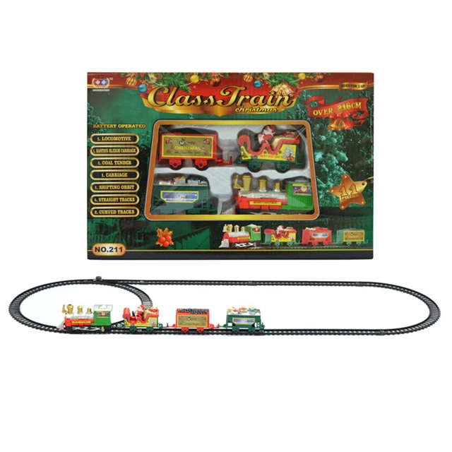 L# CARTOON TRAIN Railway Track Toys Battery-Powered Mini Santa Claus ...