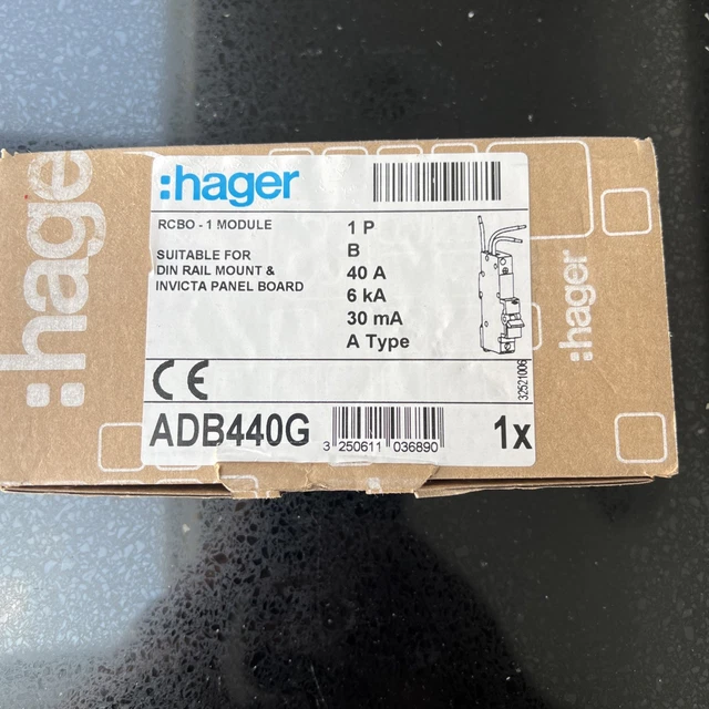 HAGER RCBO 40A Type A 30mA 6kA - ADA140G (106394) £16.15 - PicClick UK