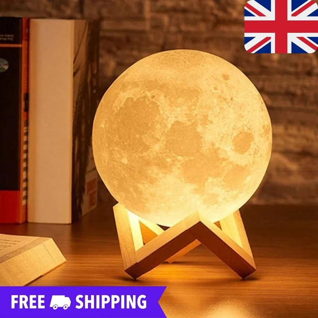 3D MOON NIGHT Light Romantic 16 Colors LED Bedside Touch Lamp USB With ...