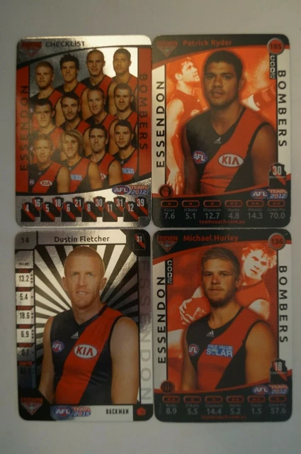 ESSENDON BOMBERS AFL Silver Football Cards x 4 Various big, BIG Names ...