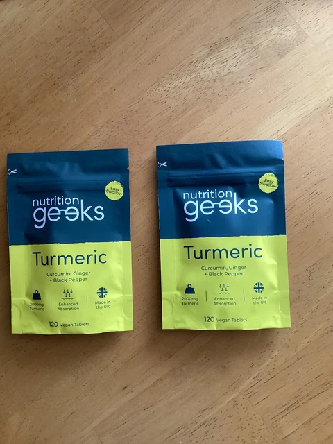NUTRITION GEEKS TURMERIC Tablets 2000 mg 2 packs free Postage £11.00 ...