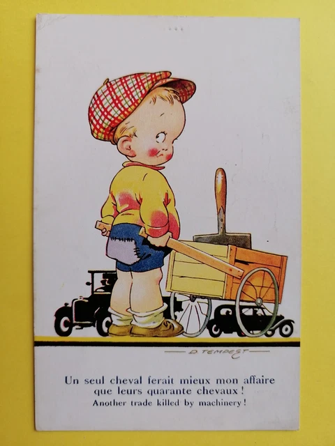 CPA DESSIN HUMOUR Signée D. TEMPEST Un CHEVAL ferait mieux que leurs 40 ...