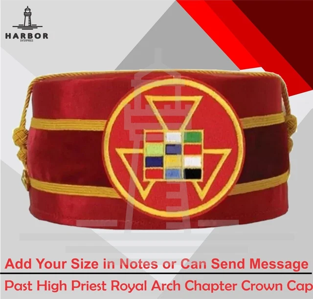 MASONIC REGALIA PAST High Priest Royal Arch Chapter Crown Cap-Red ...