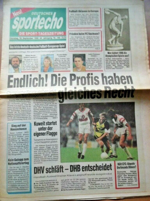 DEUTSCHES SPORTECHO 18. September 1990 Fußball-EC Europa SV Werder Kart ...