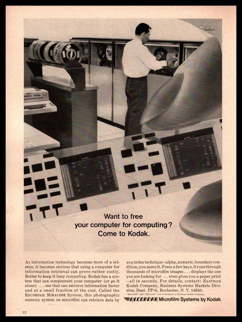 1967 RECORDAK MIRACODE Microfilm Systems By Kodak Computer Lab Room ...