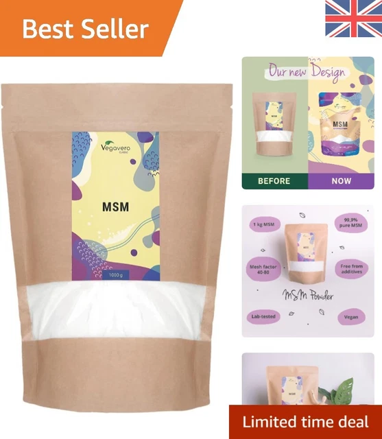 PURE MSM POWDER 1kg | Bag | Distilled Organic Sulphur | NO Additives ...