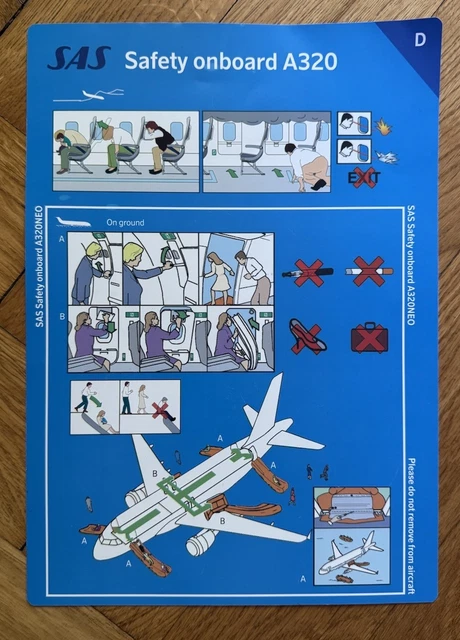 SAS AIRBUS A 320 Neo Scandinavian Airlines Safety Card Safety Card 2019 ...