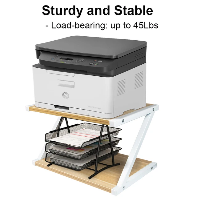 WOOD DESKTOP PRINTER Stand 2 Tier Desk Shelf For Home Office Table ...