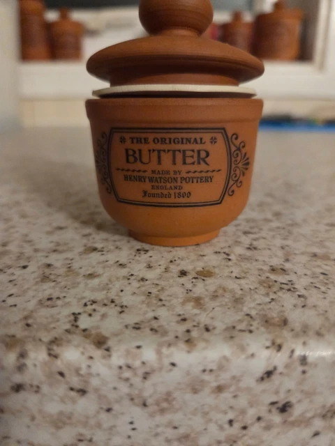 VINTAGE HENRY WATSON Pottery Suffolk Collection Jars + Mini Butter Pot ...