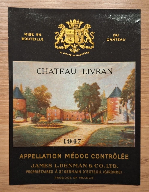 ÉTIQUETTE DE VIN Château Livran 1947 EUR 2,00 - PicClick IT