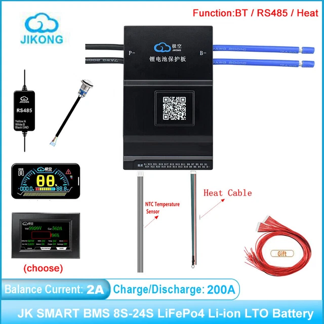 JK SMART BMS 8-24S 200A LiFePo4 Li-ion BMS with 2A Active Balance BT ...