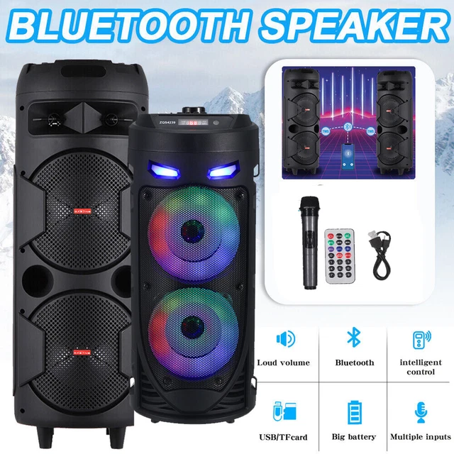 TWS RGB PORTABLE Bluetooth Speaker Sub Woofer Heavy Bass Sound System ...