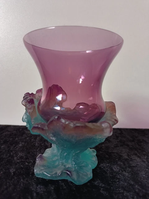 DAUM FRANCE : petit vase en pâte de verre Bacchus améthyste EUR 320,00 ...