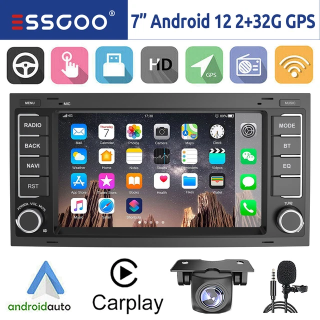 AUTORADIO 2+32G ANDROID 12 Carplay GPS RDS BT MIK Kam pour VW Touareg T5 Multivan EUR 188,56 ...