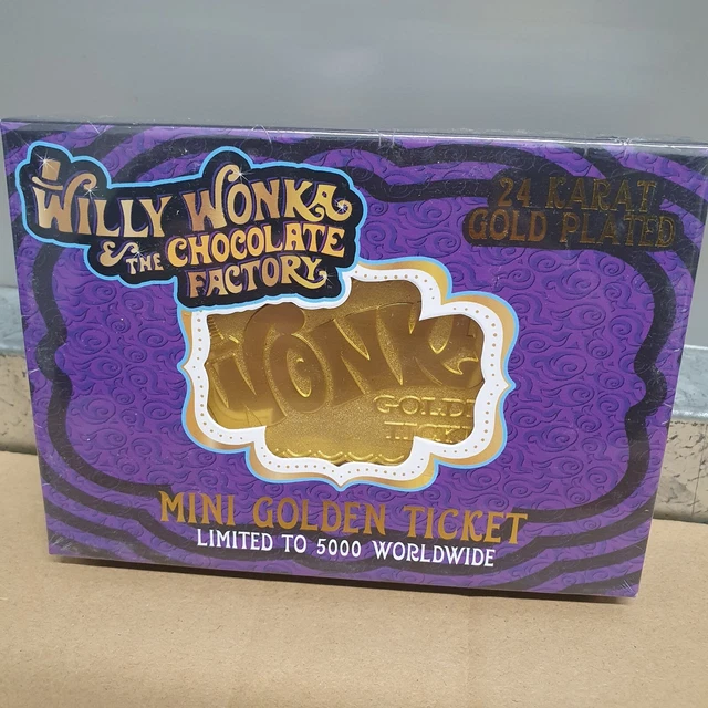 WILLY WONKA & The Chocolate Factory Mini Golden Ticket Replica 24K Gold Plated EUR 57,65 ...