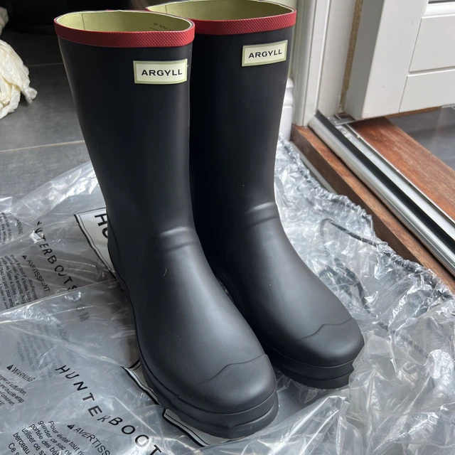 HUNTER ARGYLL SHORT Knee Rubber Black Wellington Boots New £47.50 ...