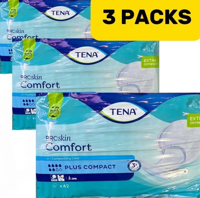 TENA PROSKIN COMFORT Plus Compact 126-Pack Incontinence Pads (3x42) £24 ...
