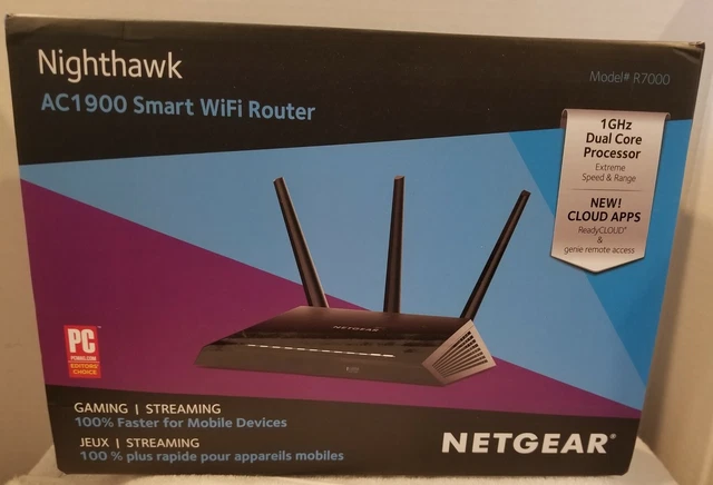 NETGEAR NIGHTHAWK AC1900 Smart Wi-Fi Router R7000 Gaming Streaming 100% ...