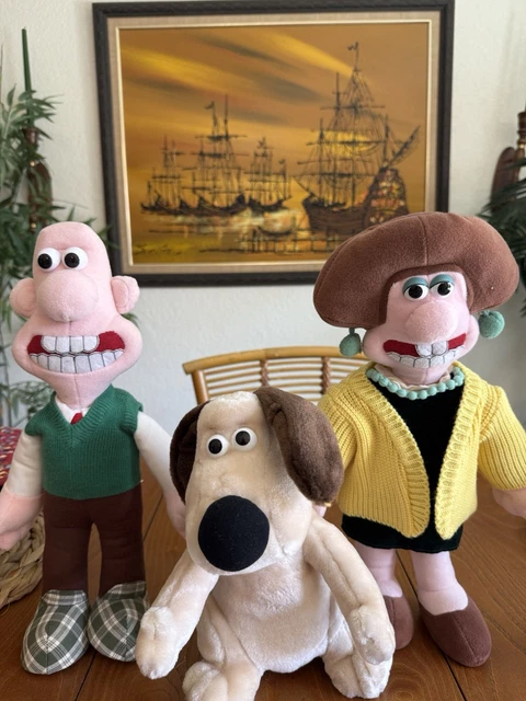VINTAGE 1989 WALLACE & Gromit Plush Doll Set of 3- Wallace, Gromit ...