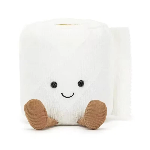 JELLYCAT PLUSH WHITE Doll Toilet Paper Roll ,15cm Cute Creative Gift /w ...