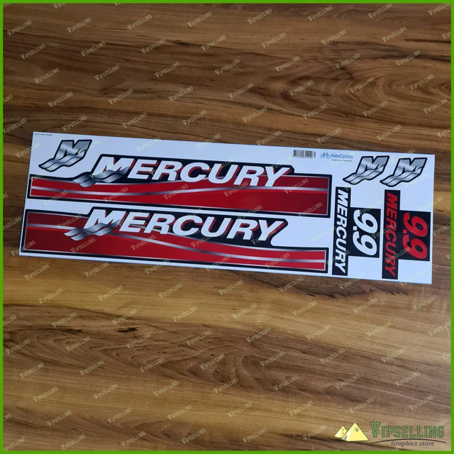 MERCURY MARINE 9.9 HP Outboadrs Motor Red Stickers Laminated Decals ...