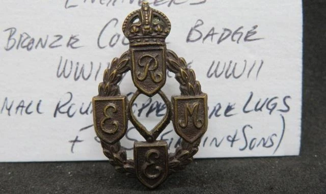 ROYAL ELECTRICAL & Mechanical Engineers WWII Era Bronze Collar Badge ...