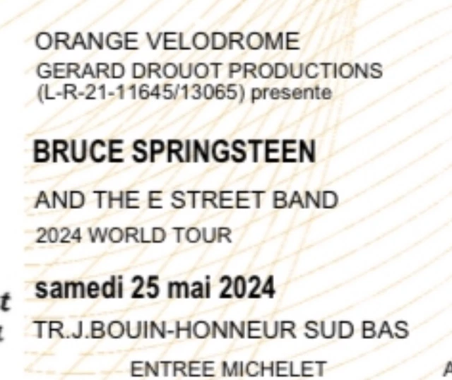 2 PLACES DE Concert Bruce Springsteen Stade vélodrome Marseille 25 Mai ...
