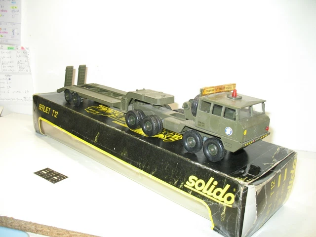 SOLIDO BERLIET T12 Military Tank Transporter Red + Mirror + Original ...
