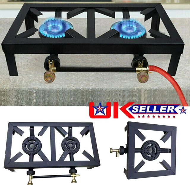 CAMPING STOVE DOUBLE/SINGLE Burner Cast Iron Propane Gas LPG Stove BBQ Cooker UK EUR 16,90 ...