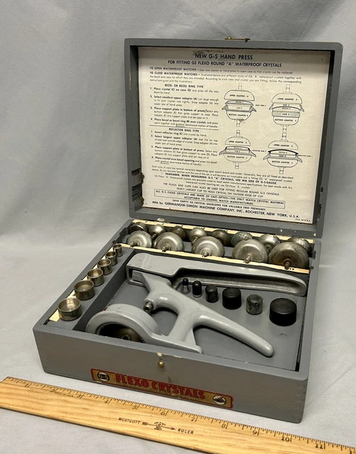 VINTAGE G-S HAND Press FLEXO Crystal Fitting Set Watchmaker Tool ...