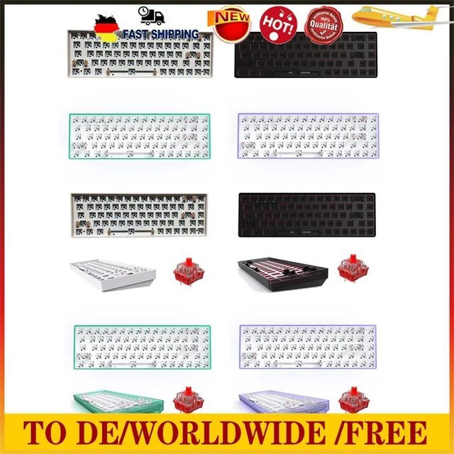 WIRELESS MECHANICAL KEYBOARD Kit Hot-Swappable with 2.4G Wireless USB ...
