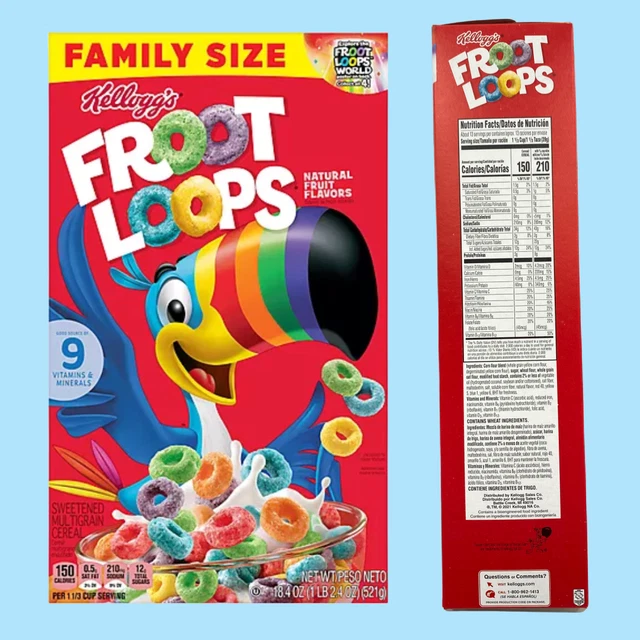 KELLOGG'S FROOT LOOPS Original Cold Breakfast USA Cereal Family Size 18 ...
