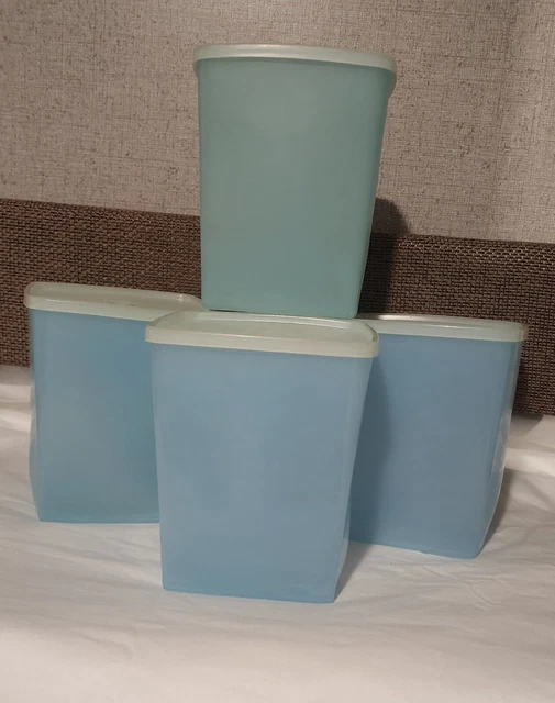 VINTAGE SHEER BLUE Square Round Tupperware Storage Container w/ Lid 6 ...
