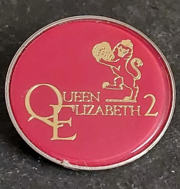 QUEEN ELIZABETH 2 QE2 Cunard Cruise Ship Enamel Pin Badge Vintage 1970s ...